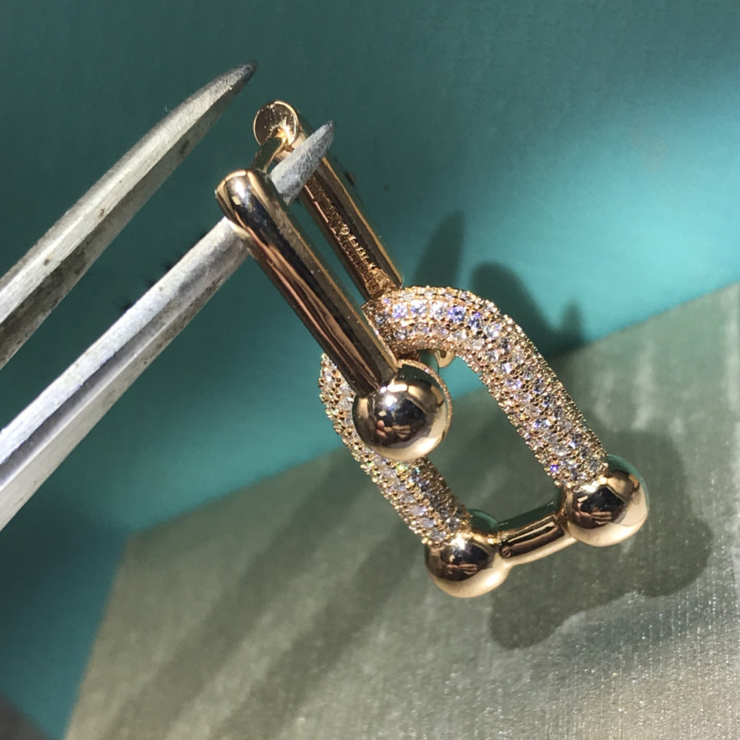 HARDWARE DROP EARRINGS DOUBLE LINK DIAMOND – LUXEIFY