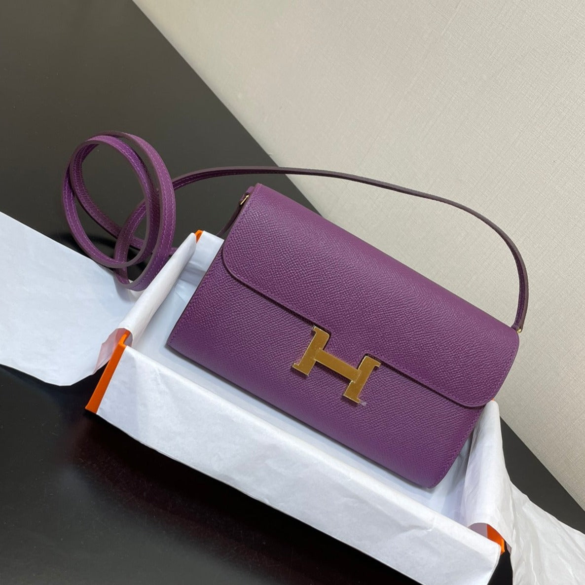 CONSTANCE TO GO 20.5 PURPLE EPSOM GOLD HARDWARE – LUXEIFY