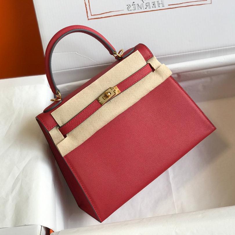 HM KELLY 32CM BAG IN BERRY TOGO GOLD HARDWARE – LUXEIFY