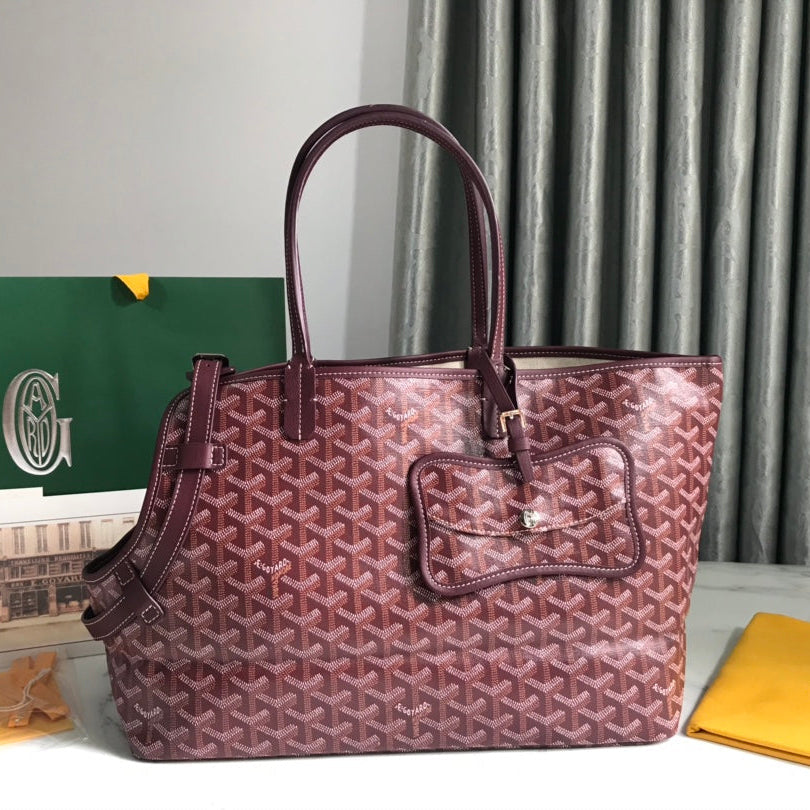 CHIEN GRIS BAG 33 IN WINE RED GOYARDINE CANVAS AND CALFSKIN TRIM – LUXEIFY