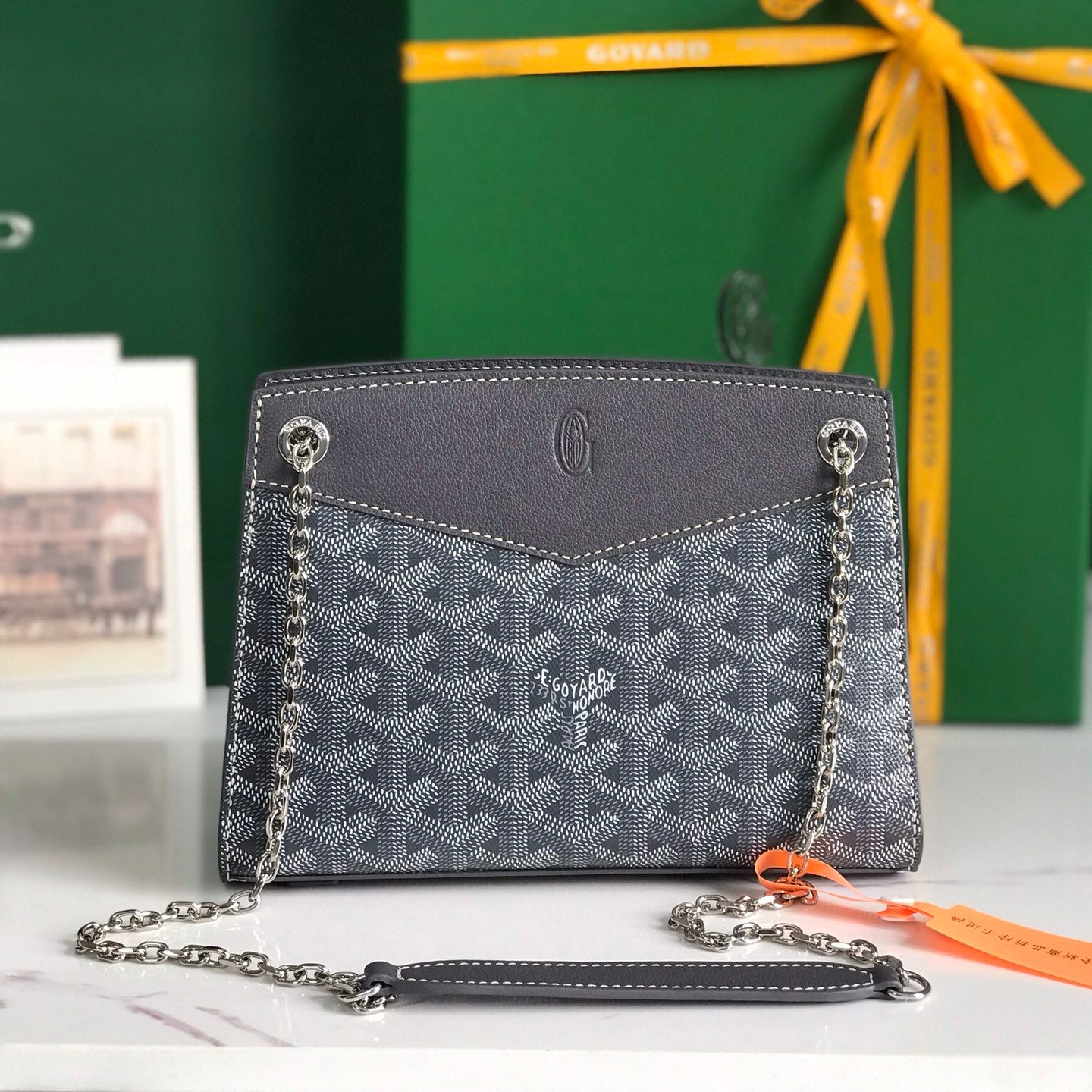 ROUETTE STRUCTUR¨¦ MINI BAG 21 IN GREY BLACK GOYARDINE CANVAS AND CALF ...