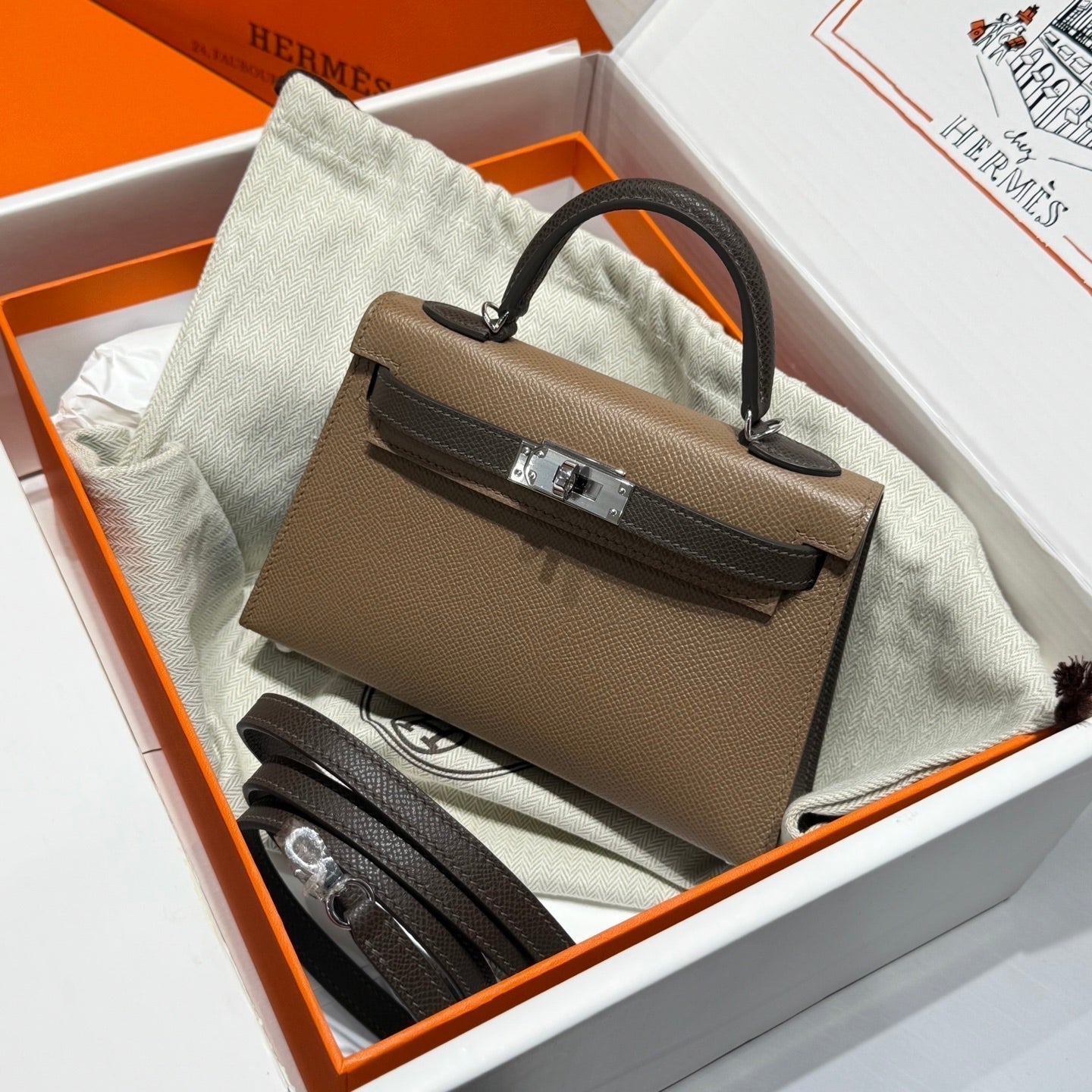 HM Mini Kelly 19 Sepia Epsom 243145 – LUXEIFY