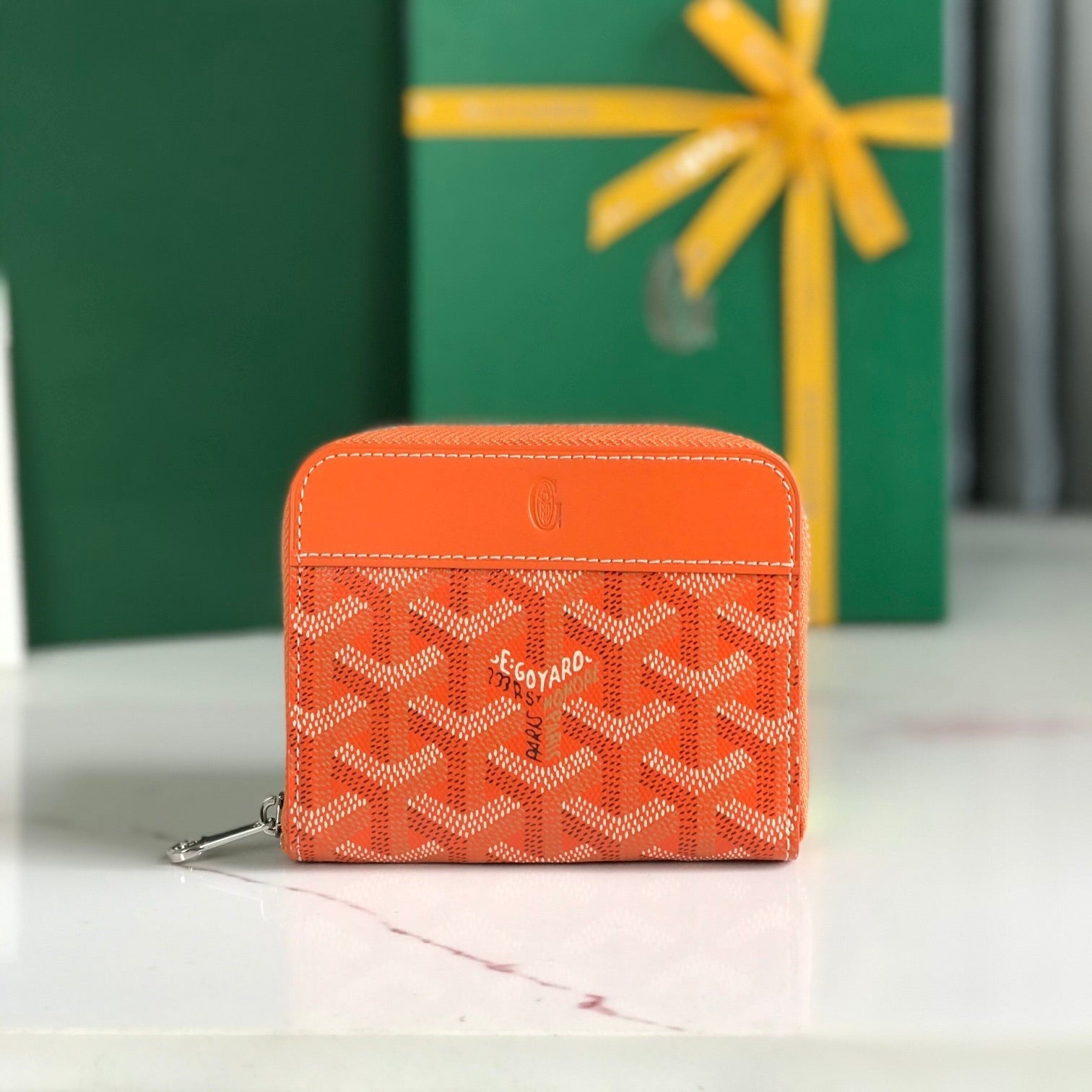 MATIGNON MINI WALLET 11 IN ORANGE GOYARDINE CANVAS AND CALFSKIN – LUXEIFY