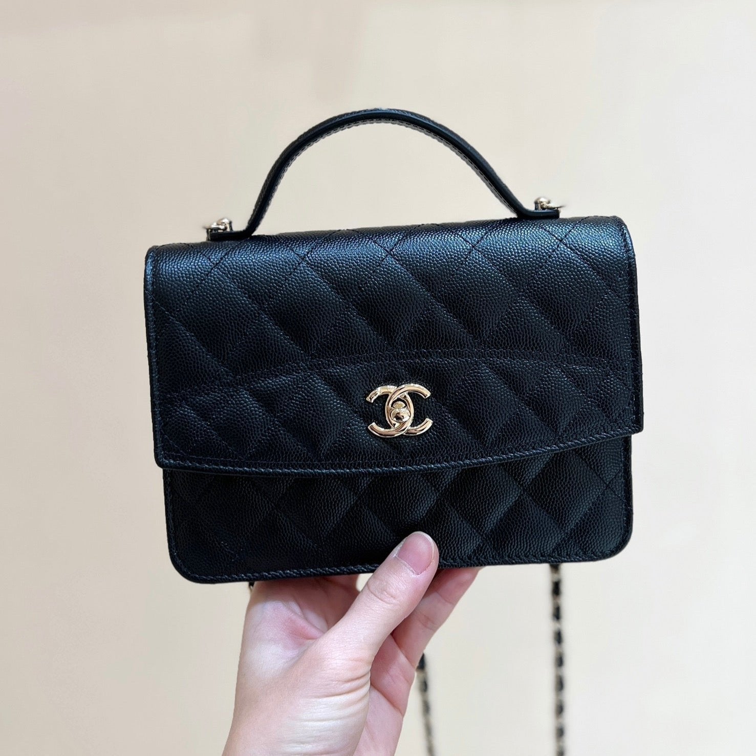 25C Mini Woc 18cm Black Grained Calfskin Gold Hardware – LUXEIFY