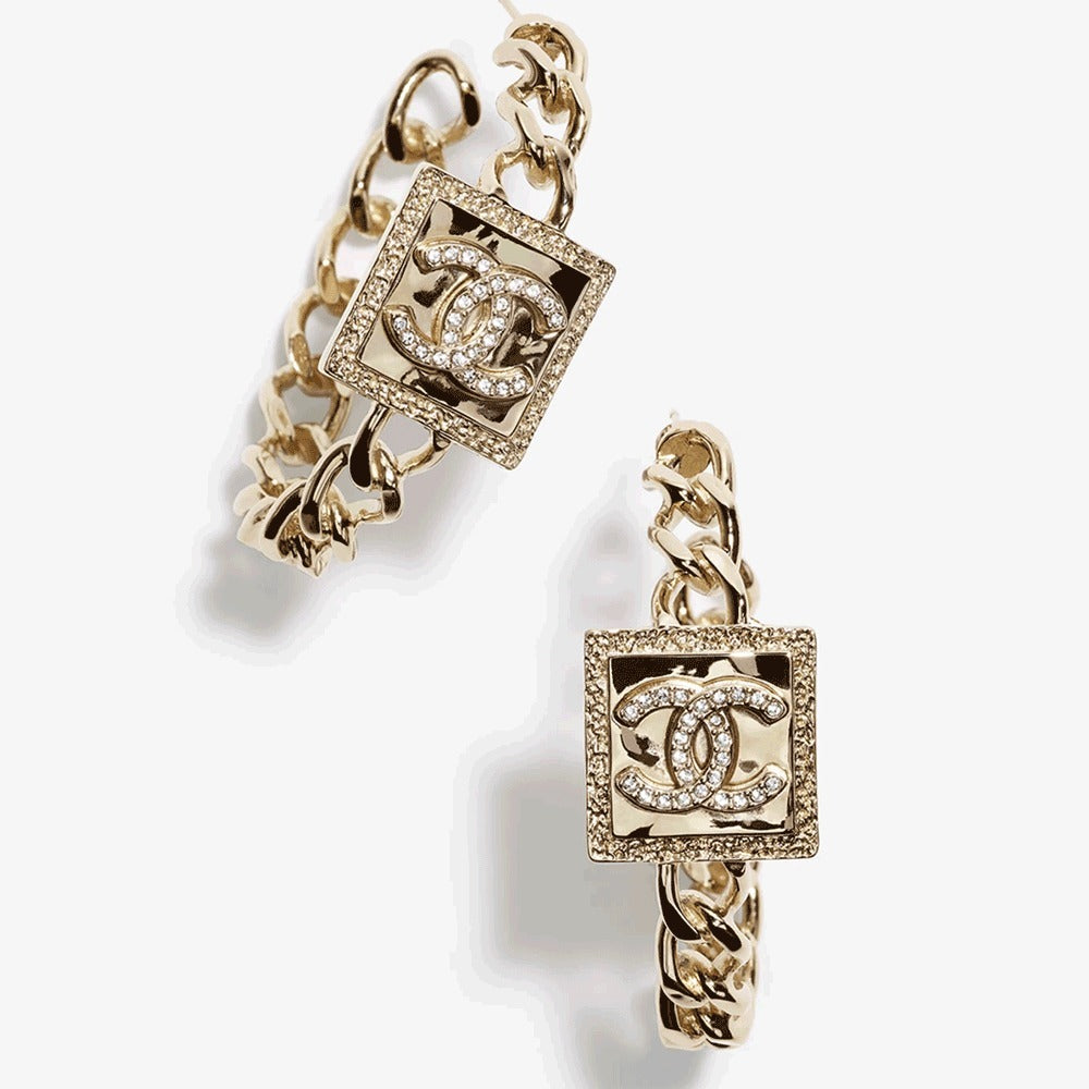 CC LOGO PINK GOLD HOOP EARRINGS – LUXEIFY